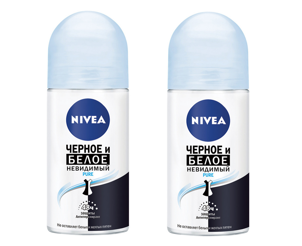 Дезодорант шар, Nivea, невидимая защита для черного и белого, 50 мл, 2 шт
