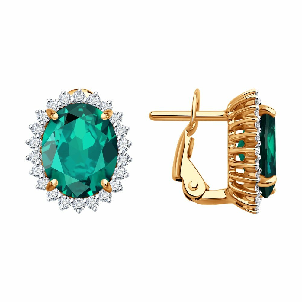 Серьги, красное золото, 585 проба, бриллиант