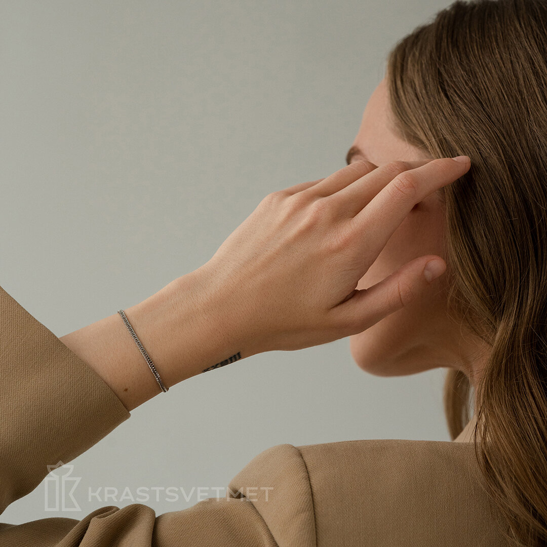 Браслет-цепочка, серебро, 925 проба, родирование