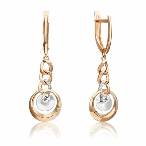 Серьги, комбинированное золото, 585 проба, родирование, топаз