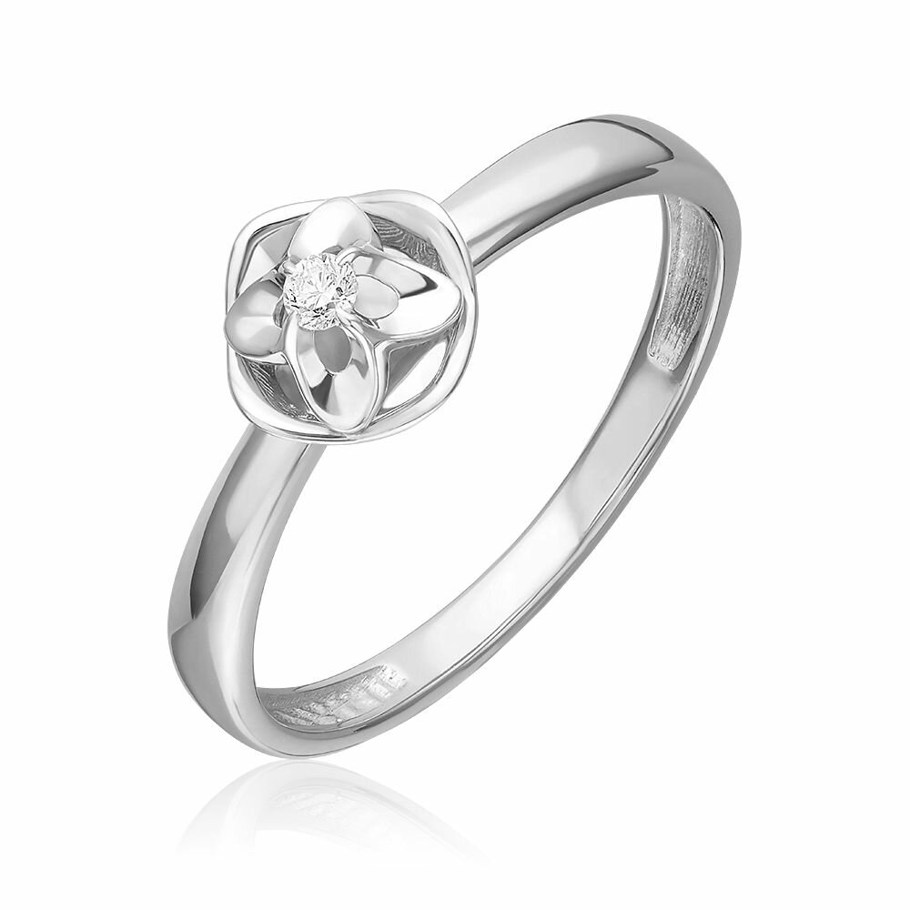 Кольцо помолвочное PLATINA, белое золото, 585 проба, родирование, бриллиант