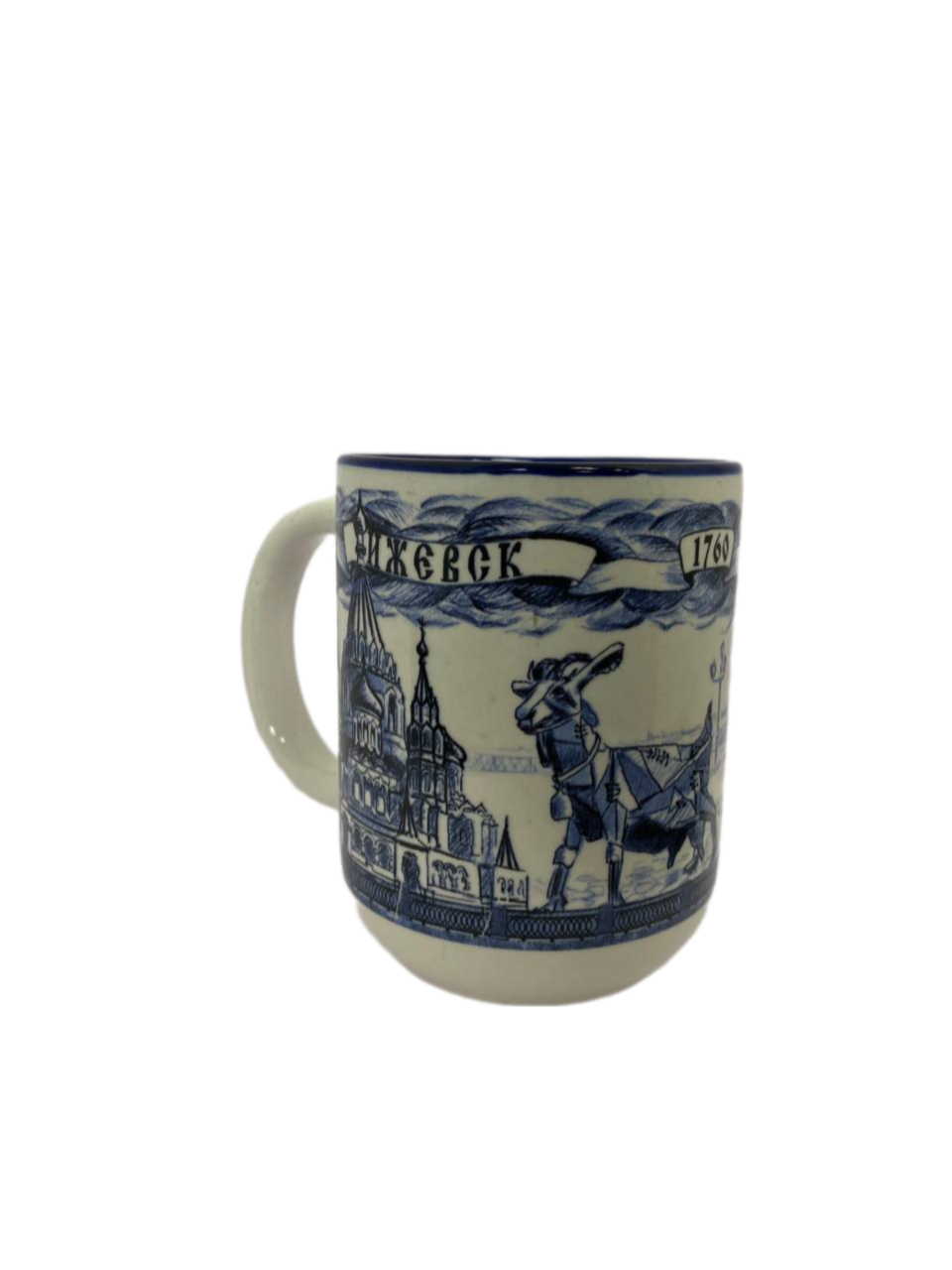 Кружка синяя роспись Ижевск 300мл