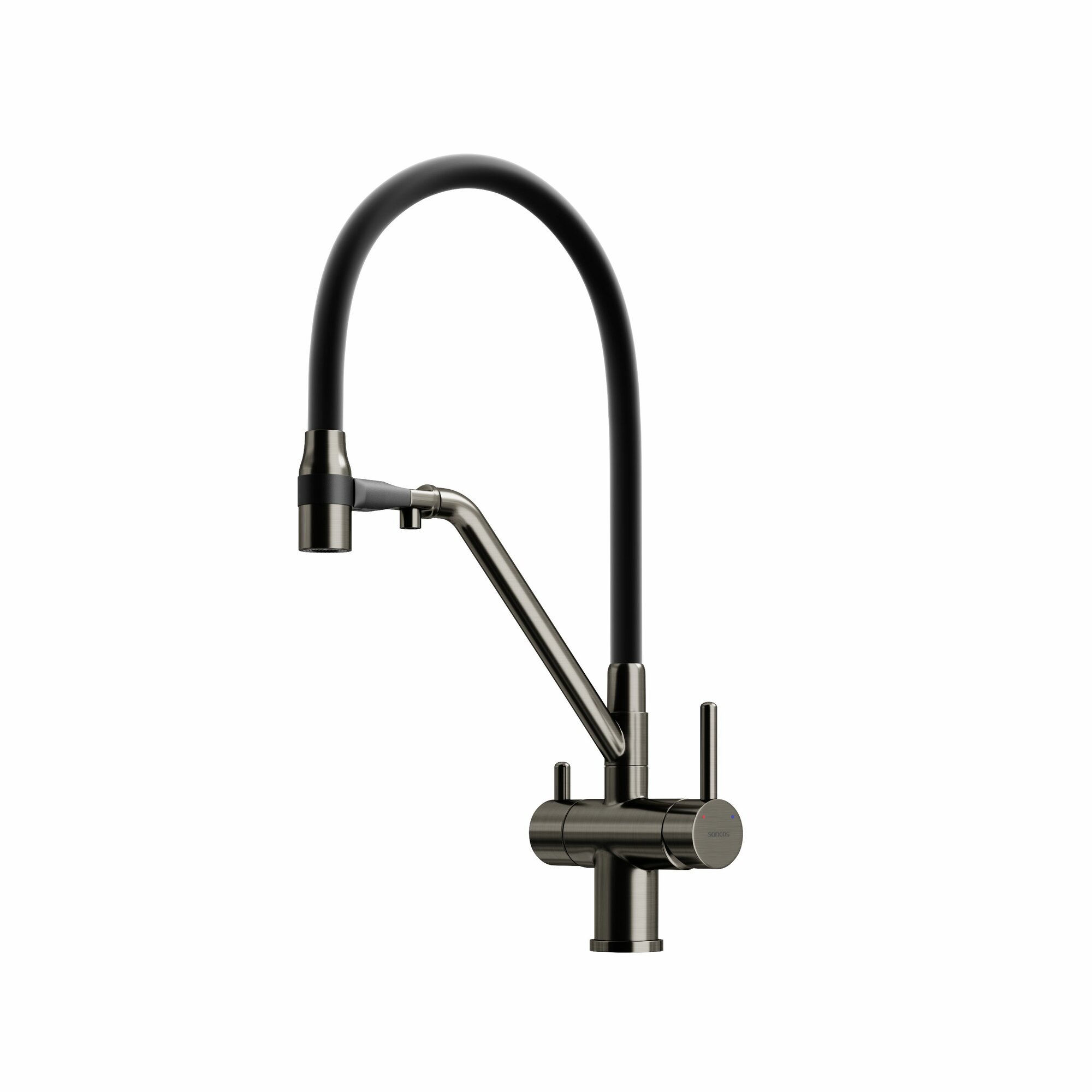 Смеситель для кухни SANCOS Dora с возможностью подключения фильтра для воды, цвет вороненая сталь