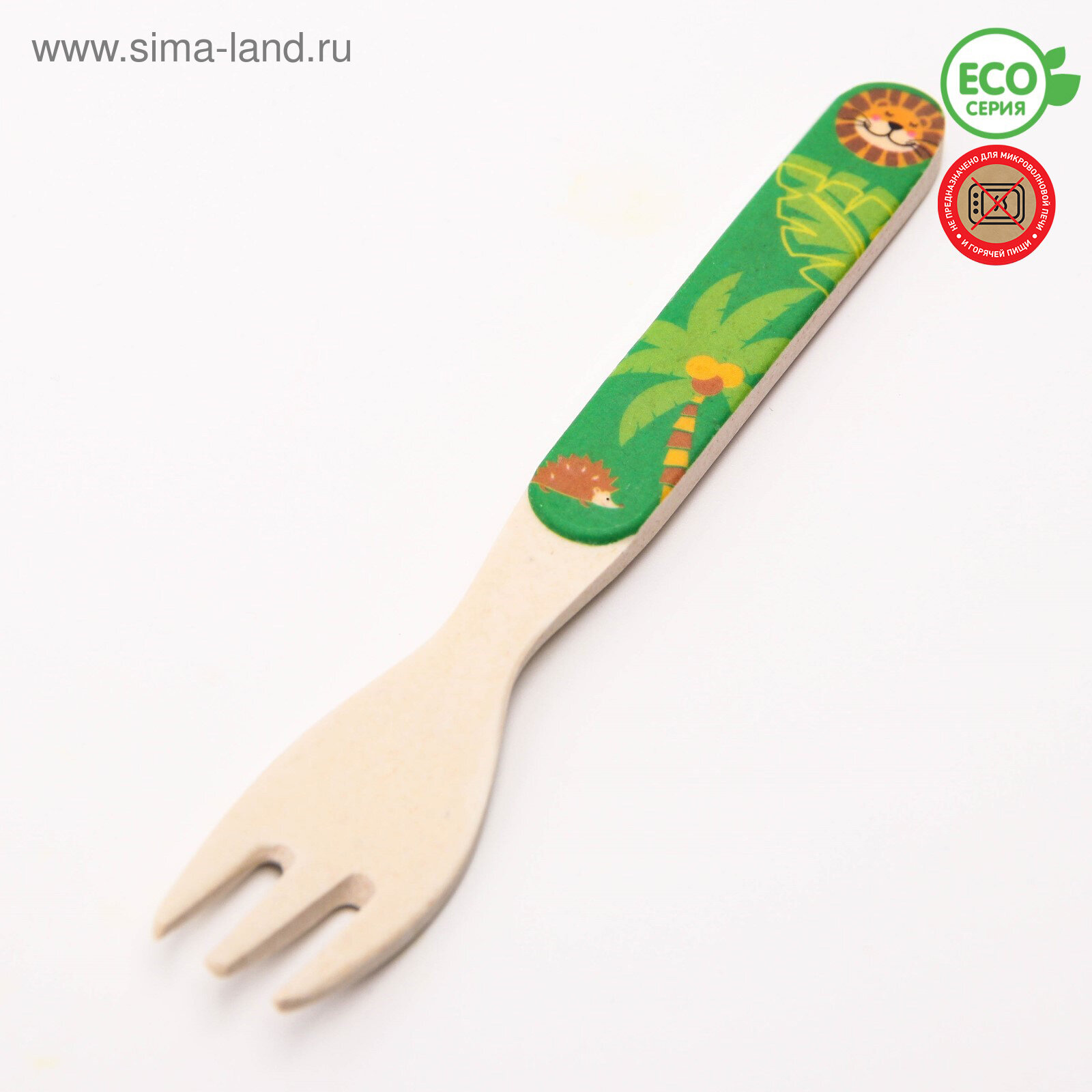 Вилка для кормления, бамбук, цвет и рисунок микс