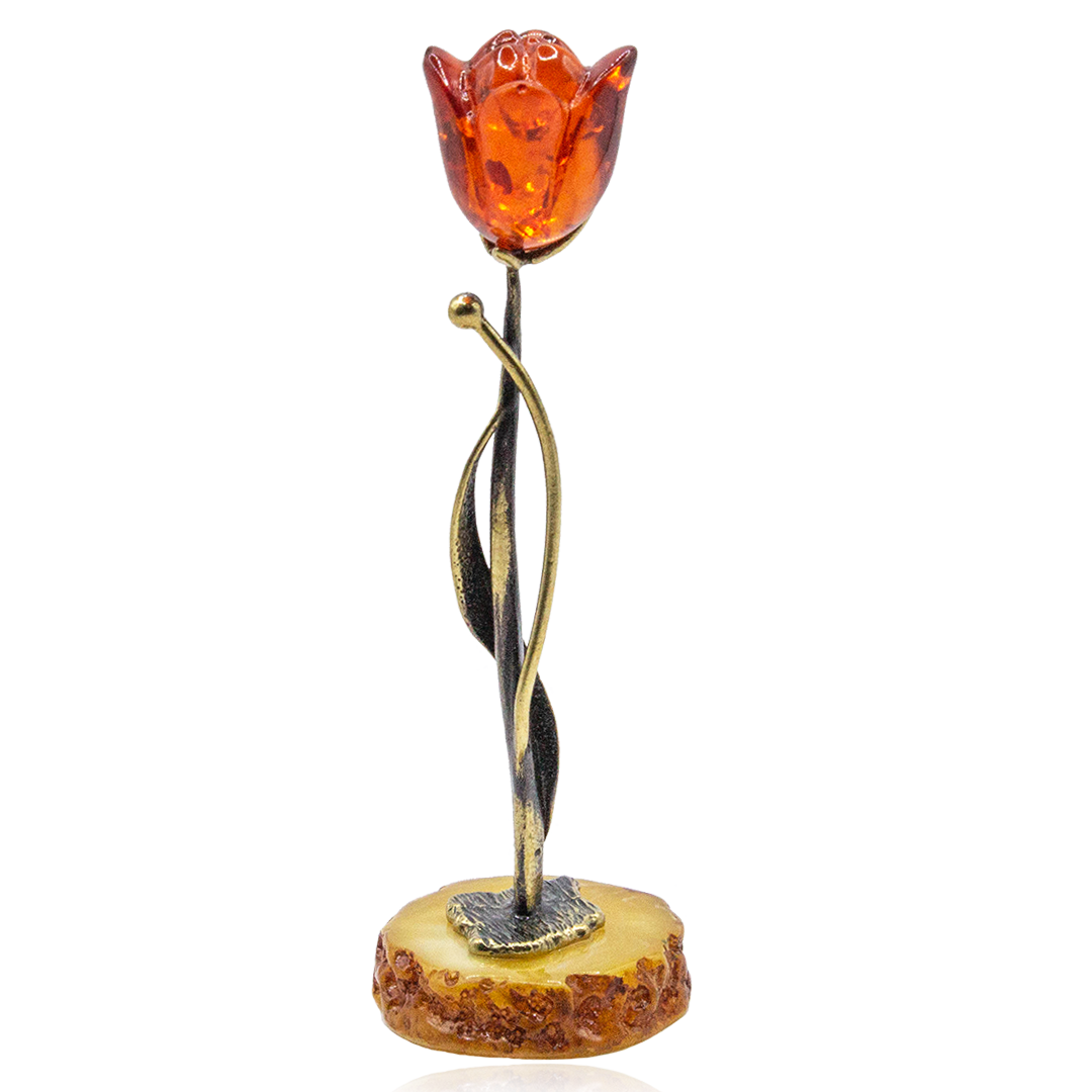 Статуэтка "Красный тюльпан" из янтаря
