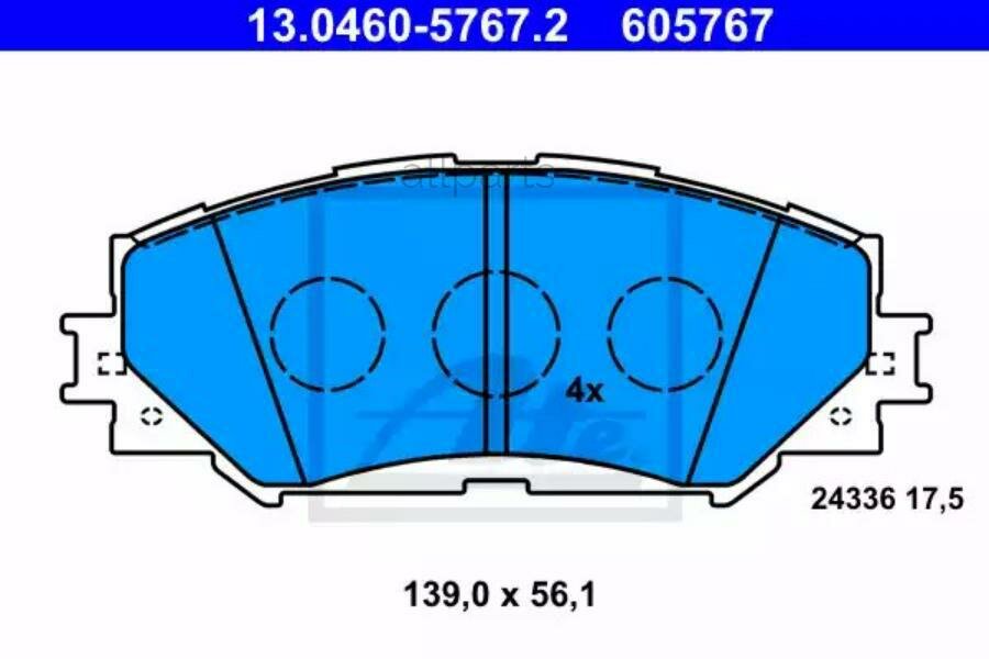 ATE 13046057672 13.0460-5767.2 P83082 [0446542160] ! колодки дисковые п.\ Toyota RAV4 2.0/2.2D/Auris1.4-1.6/1.4D 06>