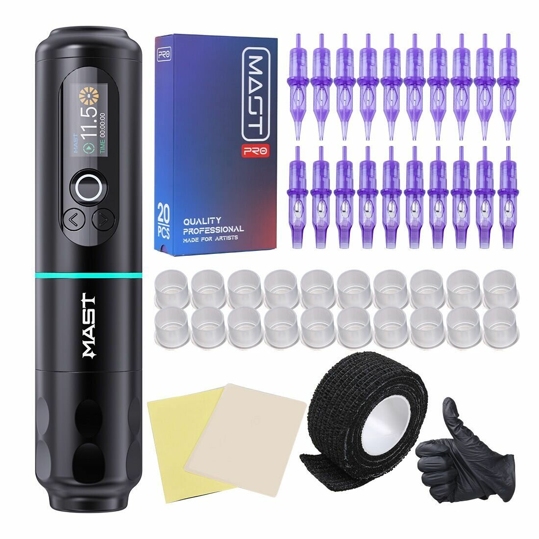 Тату набор с беспроводной машинкой для перманентного макияжа MAST Archer 2 Black