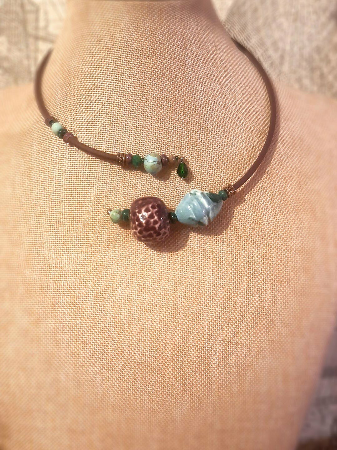 Чокер Мастерская ЮВЕЛИРНОЙ КЕРАМИКИ им. В.А. Калашникова, циркон, бирюза