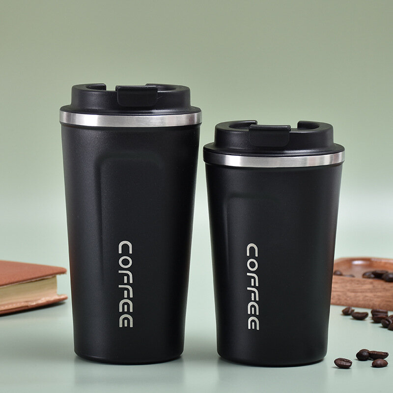 Термокружка Coffee Mugs 380 мл, стальной корпус, колба из нержавеющей стали, нескользящее дно, цвет черный