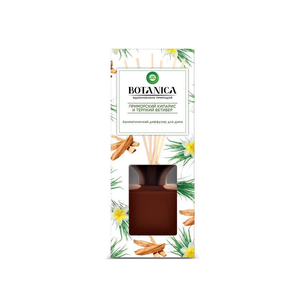 Арома-диффузор AIR WICK Botanica Приморский кипарис и терпкий ветивер с деревянными палочками, 78г