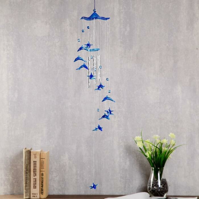 Музыка ветра «Дельфин», пластик, 4 трубочки и 11 фигурок