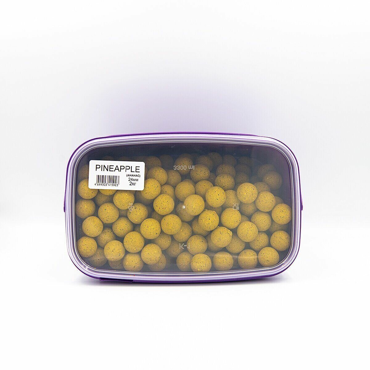 RHINO BAITS Бойлы растворимые Pineapple (ананас и N-Butyric) 24 мм, ведро 2 кг