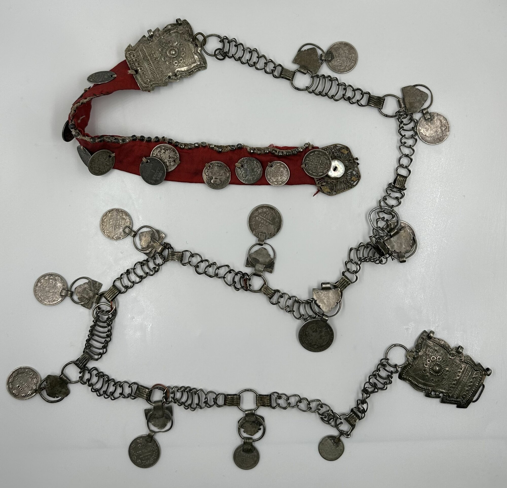 Старинное Украшение Монисто-Антикварный пояс из Царских монет 22 шт! 19 век! общий вес 170 гр