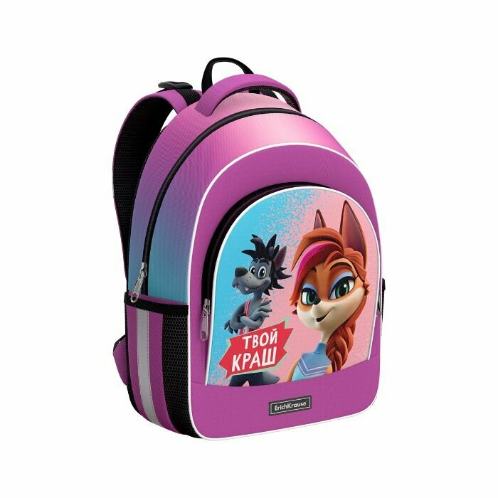 Школьный ранец рюкзак ErichKrause ErgoLine 15L "Ну, Погоди! Каникулы Краш", с грудной перемычкой,1 отделение