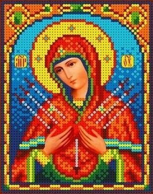 Набор для вышивания Каролинка #КБИН(Ч) 5018/1 Богородица Семистрельная, Вышивка бисером, 12.5 х 15.5 см