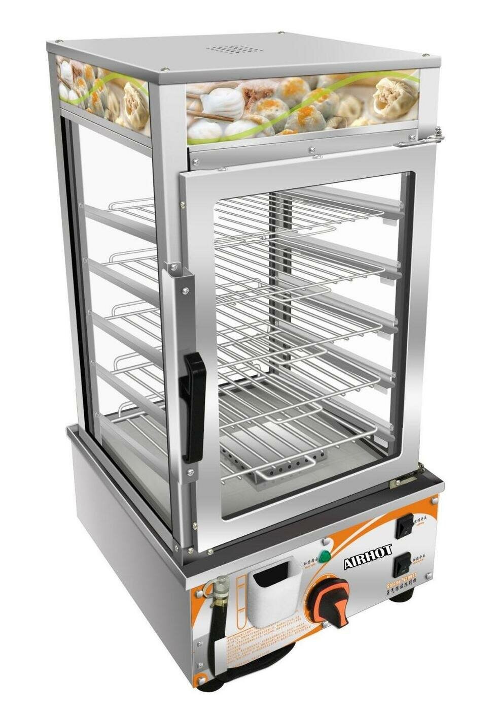 Витрина тепловая настольная AIRHOT HWS-4 паровая для пянсе от +30 до +110 С, 1,1 кВт, терморегулятор, подсветка