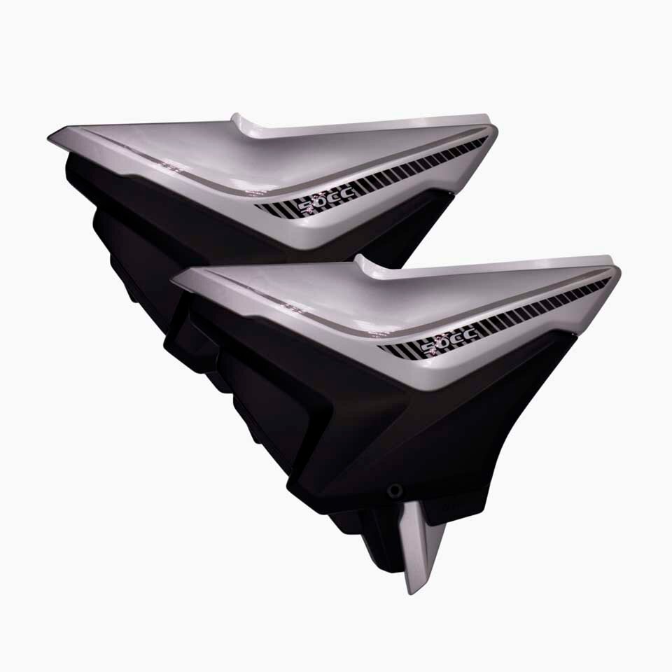 Крышки боковые на мопед Alpha ANDES (серебристый комплект)