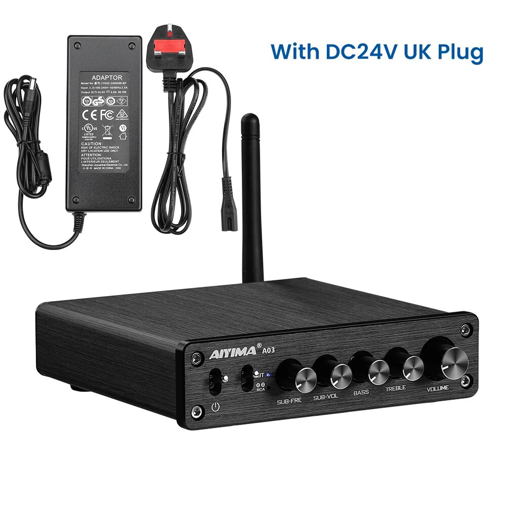Aiyima TPA3116 Bluetooth усилитель 2.1 50Wx2+100Вт A03 Amplifier UK