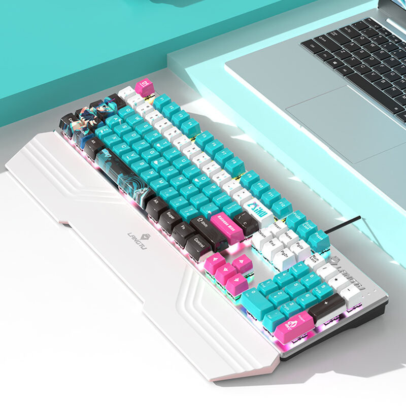 Клавиатура Langtu G700, PBT Hatsune Theme, белая магнитная подставка