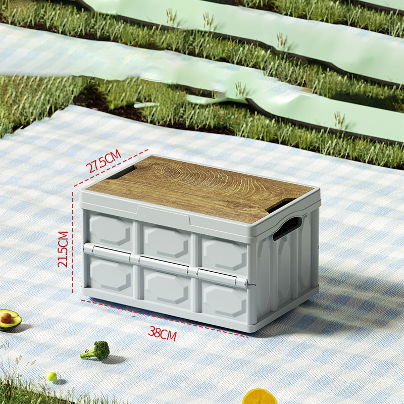 Кемпинг Складная коробка Складной контейнер для хранения с деревянной крышкой Водонепроницаемый кемпинг коробка Открытый большой складной контейнер Кемпинг M? Bel поставки черный складные коробки с деревянной крышкой, серый