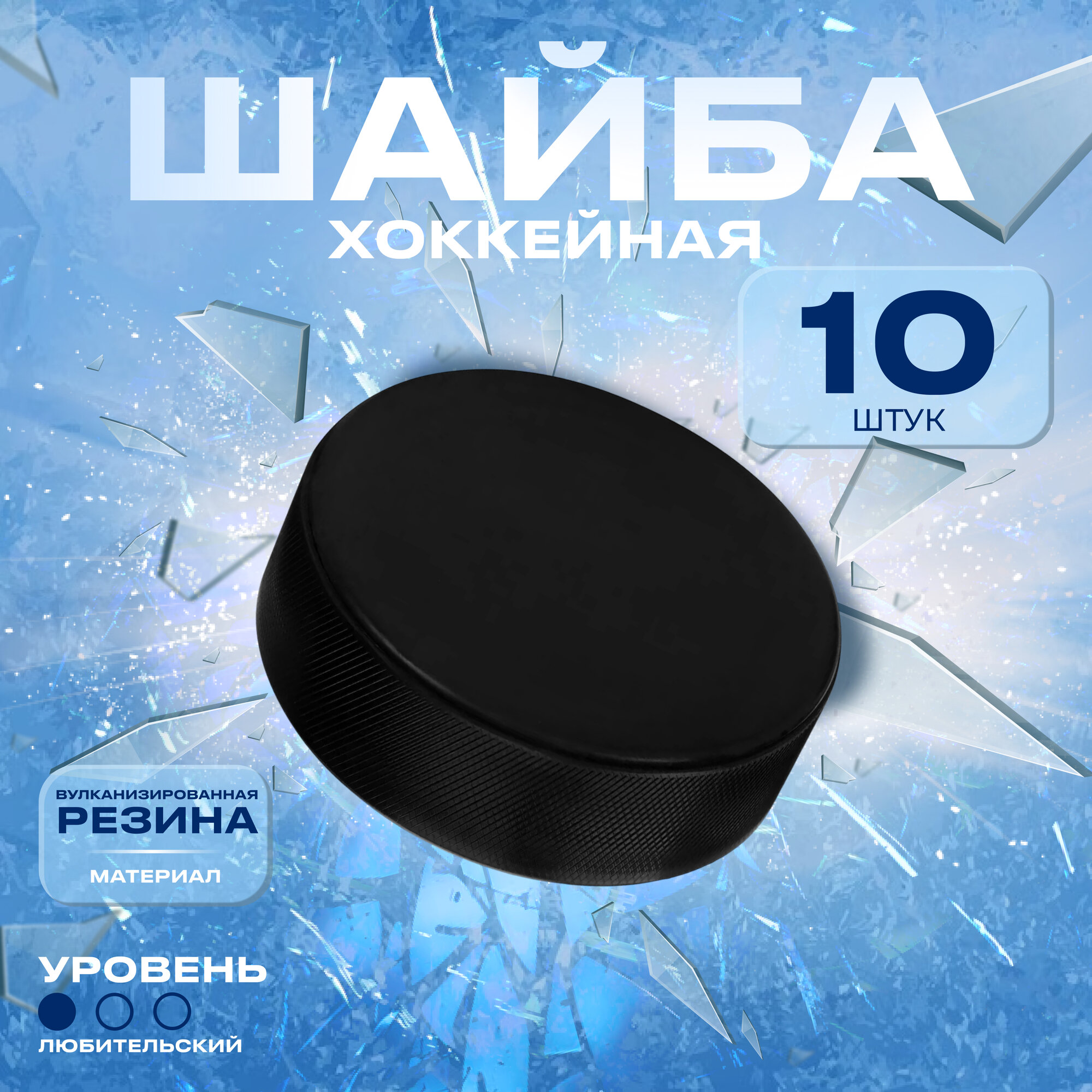 Набор Winter Star, хоккейных шайб, взрослый, 10 штук, цвет черный