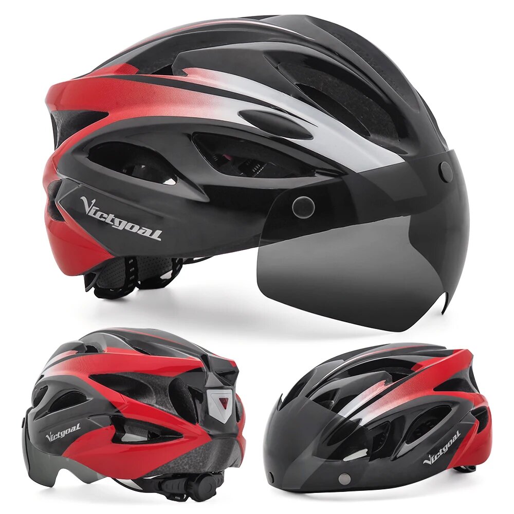 Велошлем VICTGOAL BlackRed с подсветкой