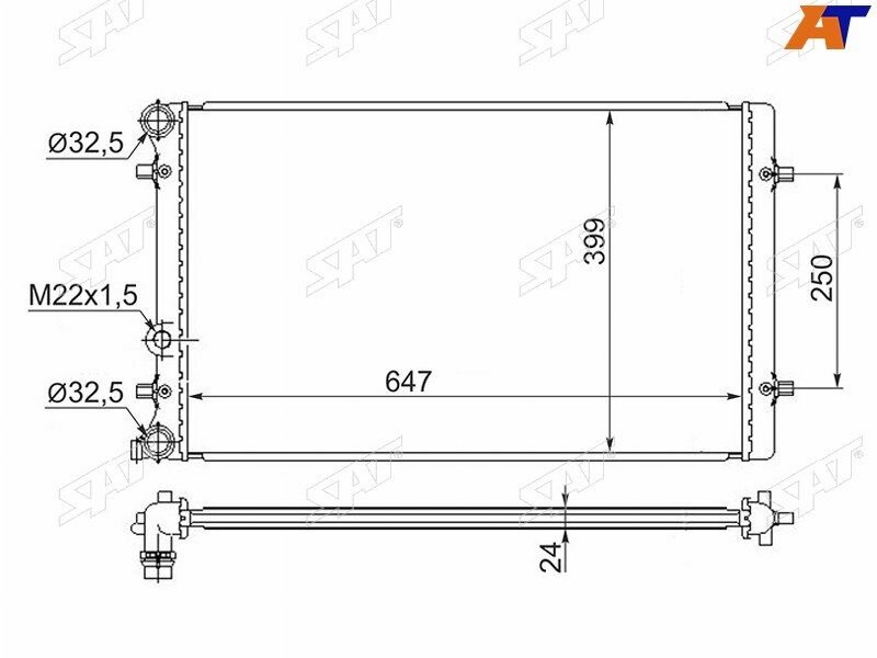 . SAT Радиатор охлаждения двигателя для Audi A3 96-03 , Skoda Octavia 96-10 , Volkswagen Golf 97-06 , Audi S3 96-03