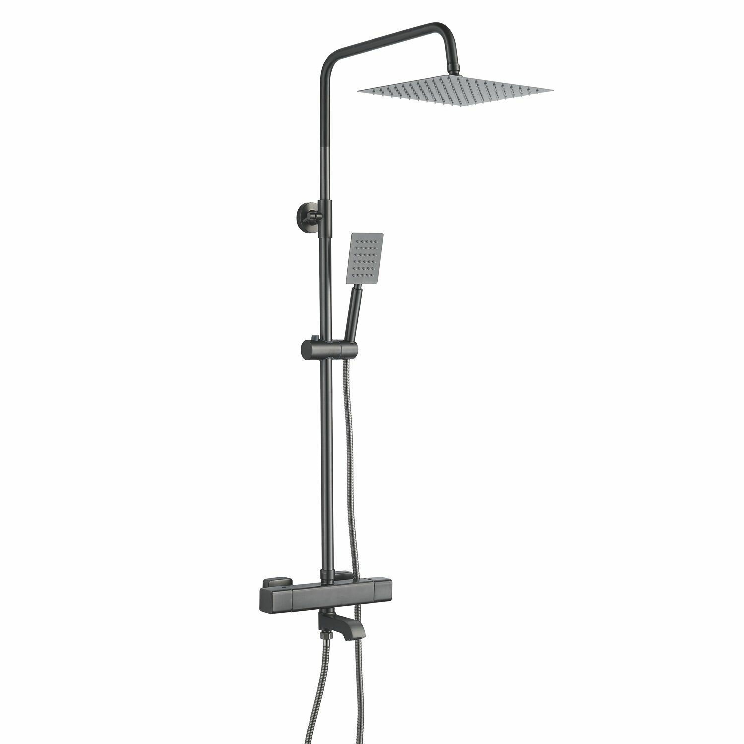 Душевая система для ванны с термостатом Shevanik S3096T, Оружейная сталь