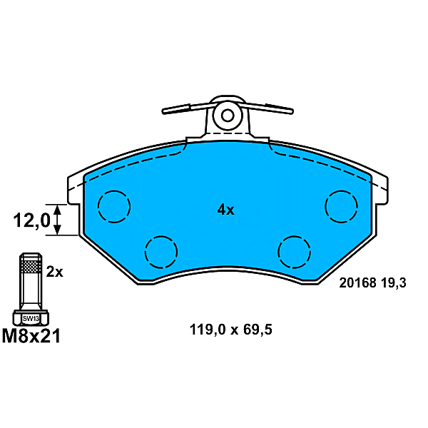 ATE 13.0460-2958.2 (357615115A / 357615115B / 357698151) колодки пер VW Passat (Пассат) b3 / b4 / Golf (Гольф) III не вент