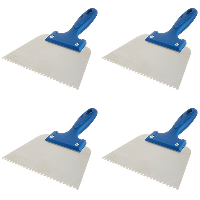 Шпатель для клея зубчатый 180 мм В3 нержавеющая сталь с пластиковой ручкой (4 шт.)