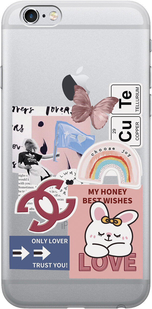 Силиконовый чехол на Apple iPhone 6s / 6 / Эпл Айфон 6 / 6с с рисунком "Cute Stickers"