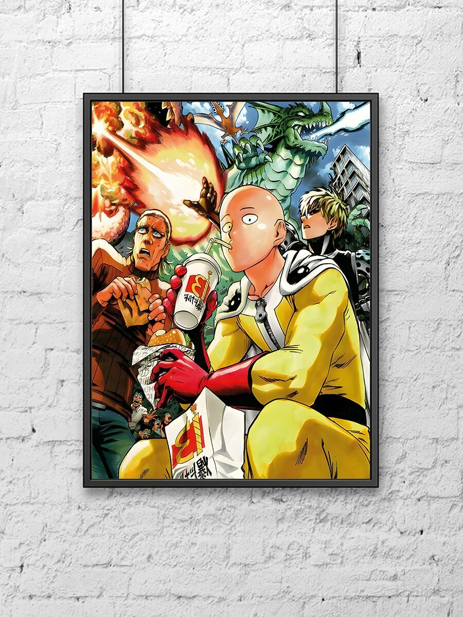 Постер для интерьера на стену (30х40 см). Аниме Ванпанчмен (One-Punch Man)