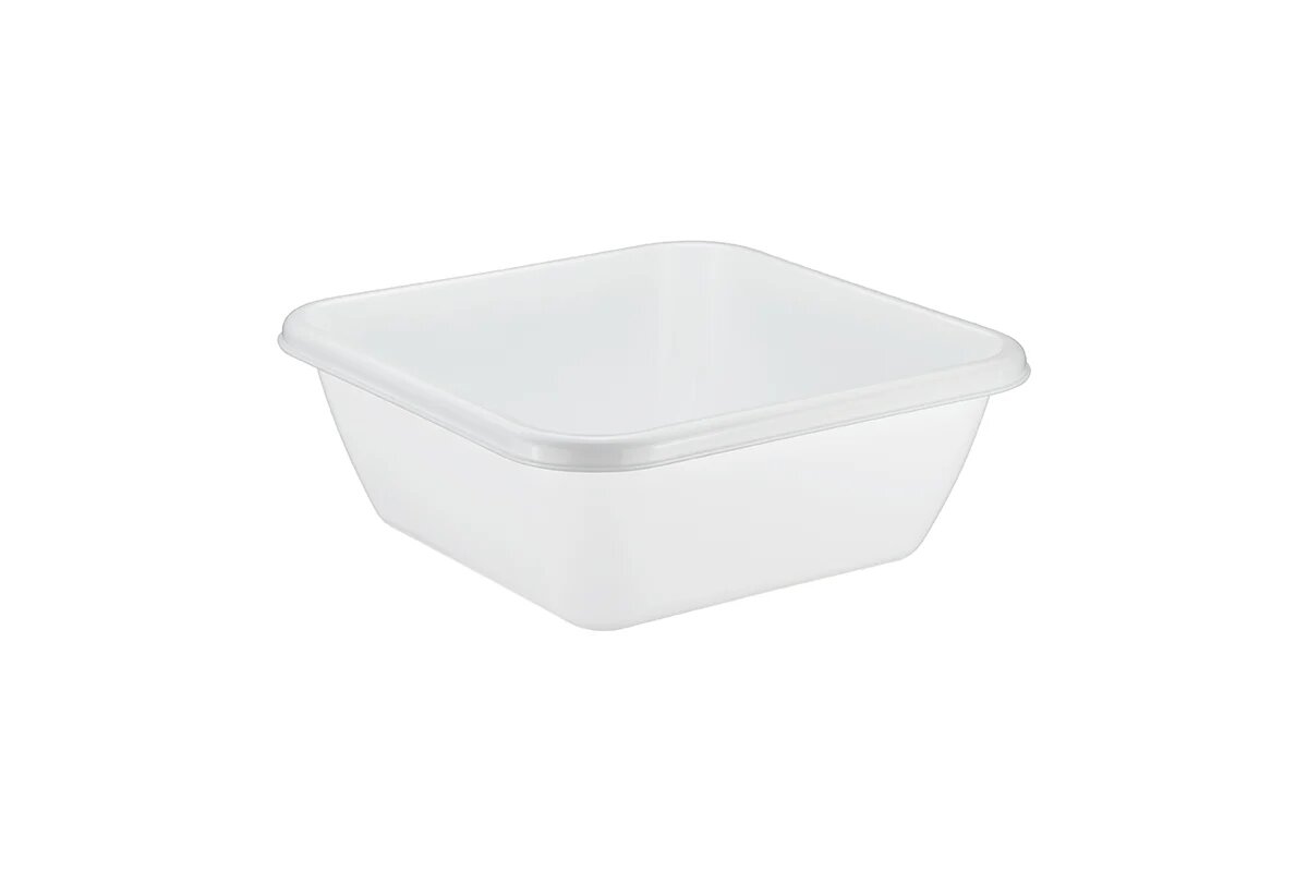 IDEA Белый квадратный таз 8 л М 2577 - компактная белая емкость для кухни