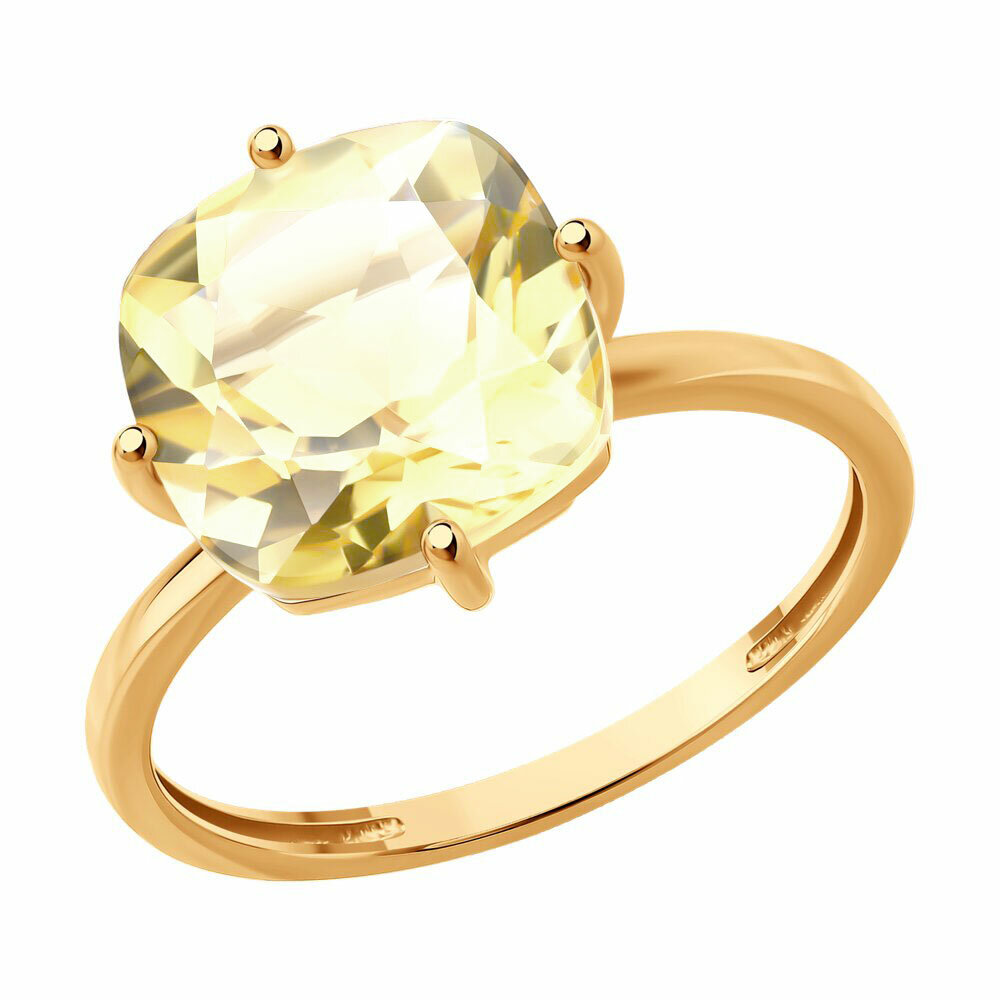 Кольцо, красное золото, 585 проба, цитрин