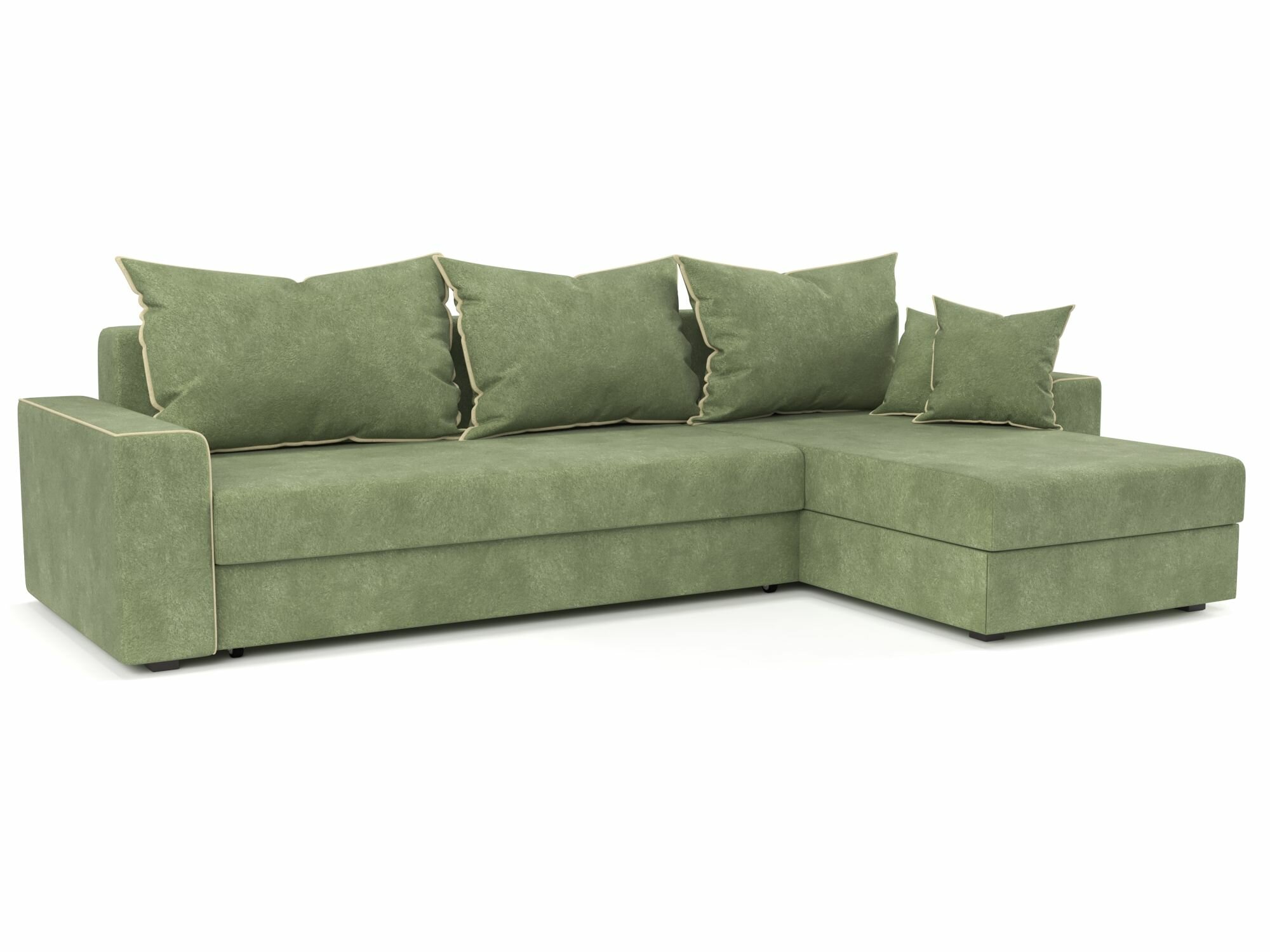 Угловой мягкий диван Soft Element Джепсон Green правый, дизайнерский, флок, стиль лофт, в гостиную, современный, в зал