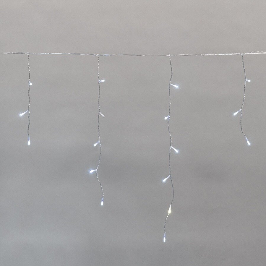 Гирлянда уличная Neon-Night / Неон-Найт Айсикл светодиодная, прозрачная, из ПВХ, белый, 588 световых точек мерцание, IP44 25х0.6м / новогодние украшения