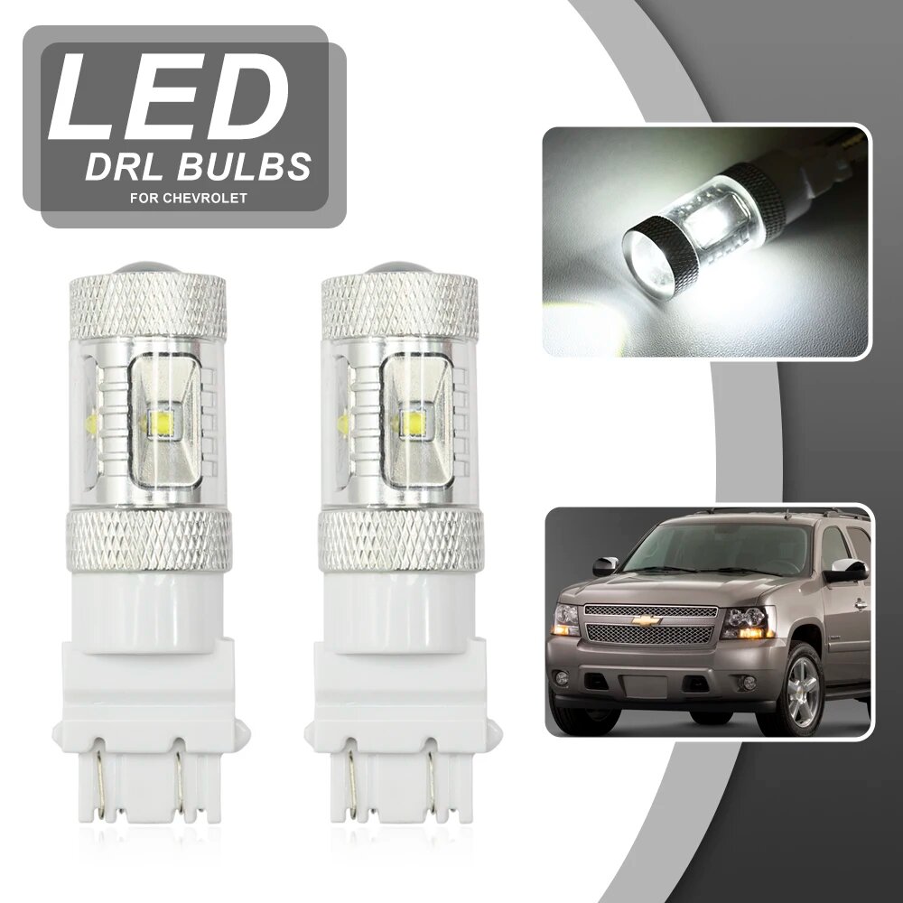 Белые светодиодные дневные ходовые огни для Chevrolet Tahoe 2007-2014, Ультраяркий отражатель 3157, светодиодные лампы, дневные огни, Стайлинг автомобиля