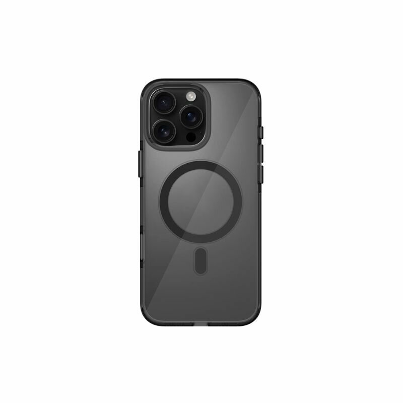 Чехол противоударный IceGuard для iPhone 16 Pro, темно-прозрачный c поддержкой беспроводной зарядки