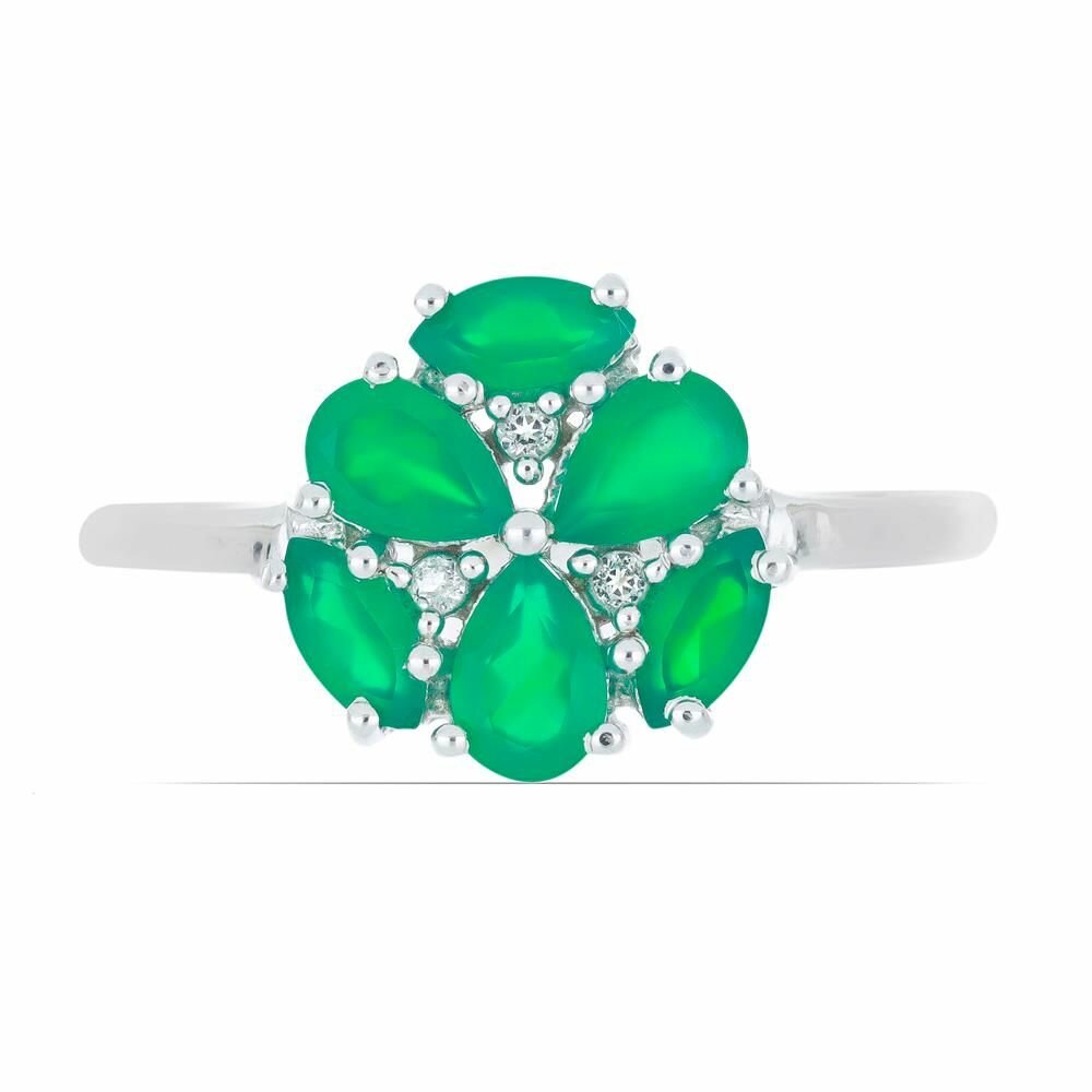 Кольцо, серебро, 925 проба, родирование, агат, топаз