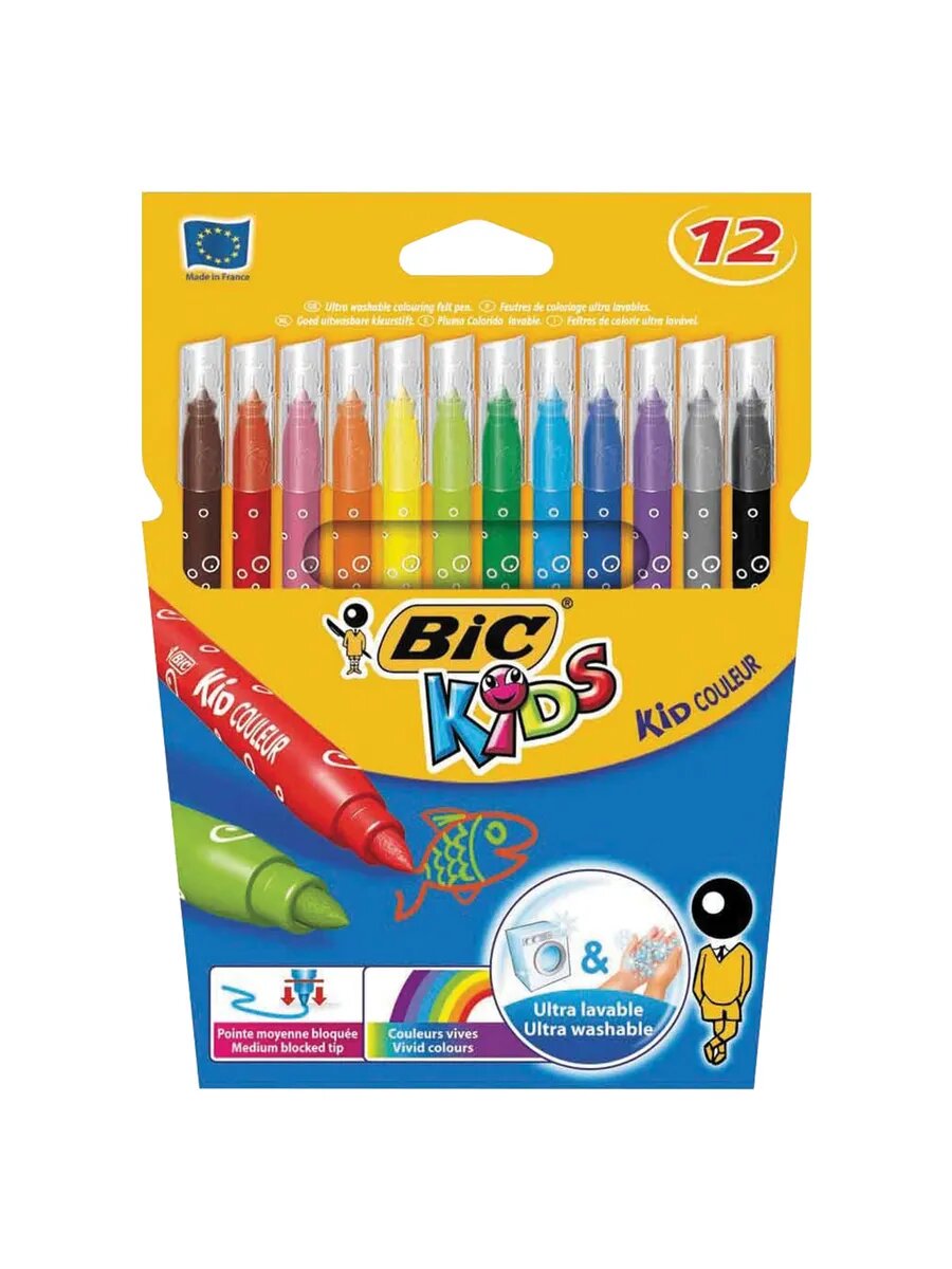 Фломастеры Kid Couleur суперсмываемые 12 цветов