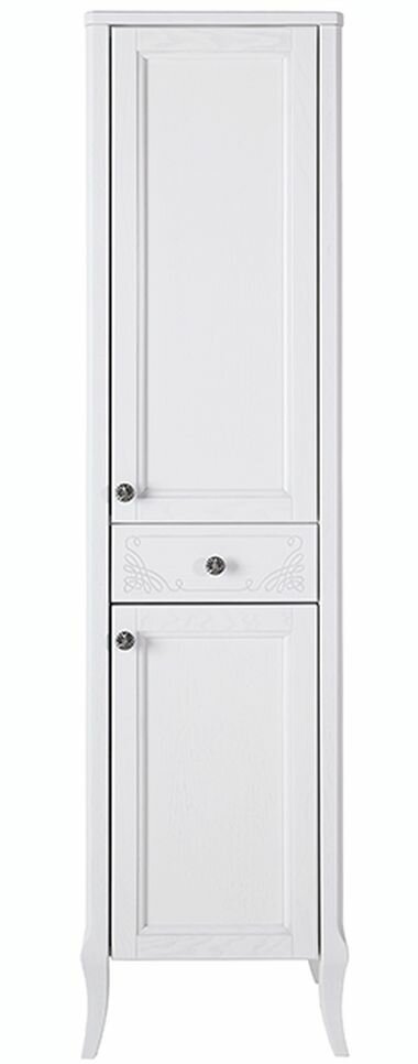 Пенал ASB Салерно 40, напольный, цвет белый патина серебро