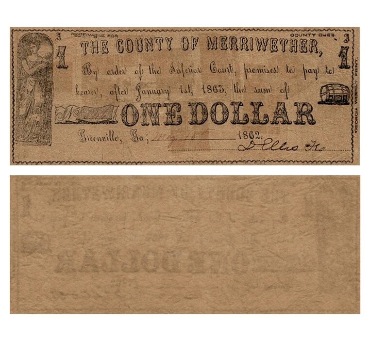1 доллар 1863 США Мерривезер, Конфедерация, сувенирная копия, банкноты и купюры редкие коллекционные