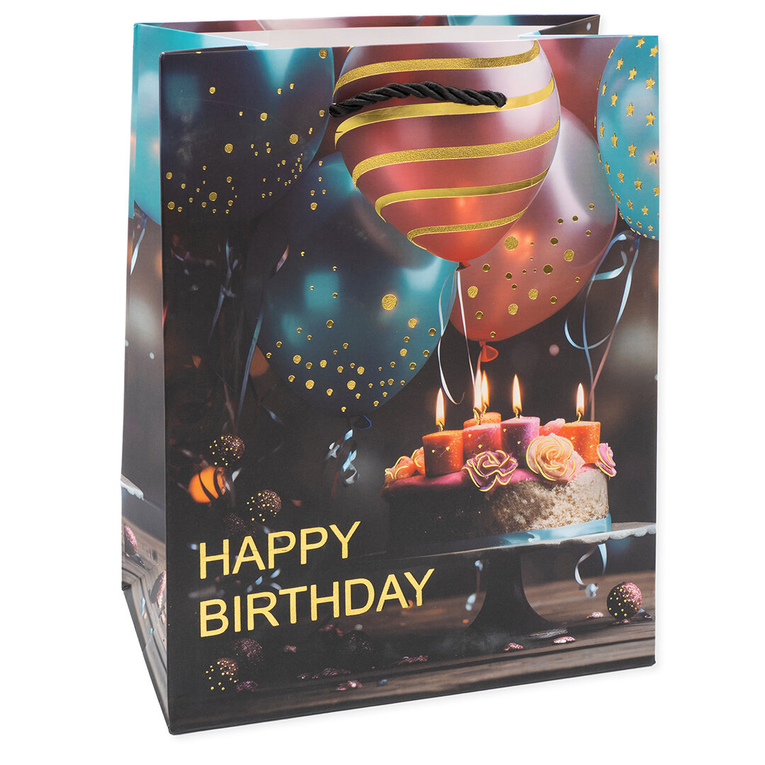Пакет подарочный, Фееричный день рождения, Дизайн №2, Металл