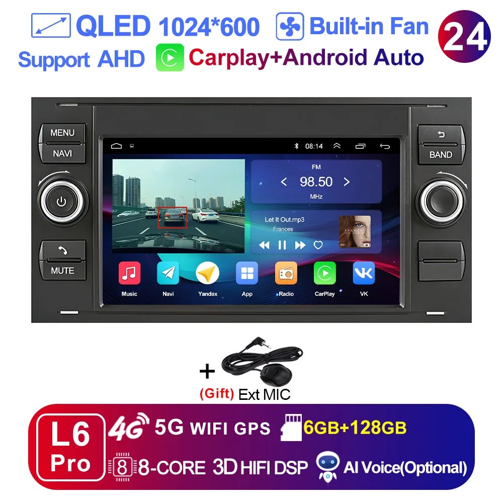 LEHX 2-диночное радио, автомобильное радио, мультимедийный плеер на базе Android для Ford Mondeo S-max Focus C-MAX Galaxy Fiesta transit Fusion