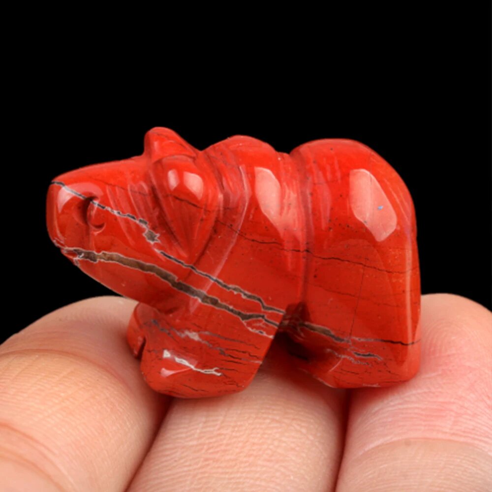 Розовый кварц аметист статуя медведя Red Jade