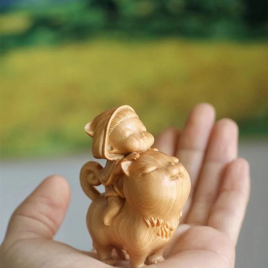 Клиф Кипарис Резьба Маленький Кот Назад Ангел Девушка Орнамент Домашний Декор Креативный Офис Настольный Деревянные Поделки Подарок На День Рождения