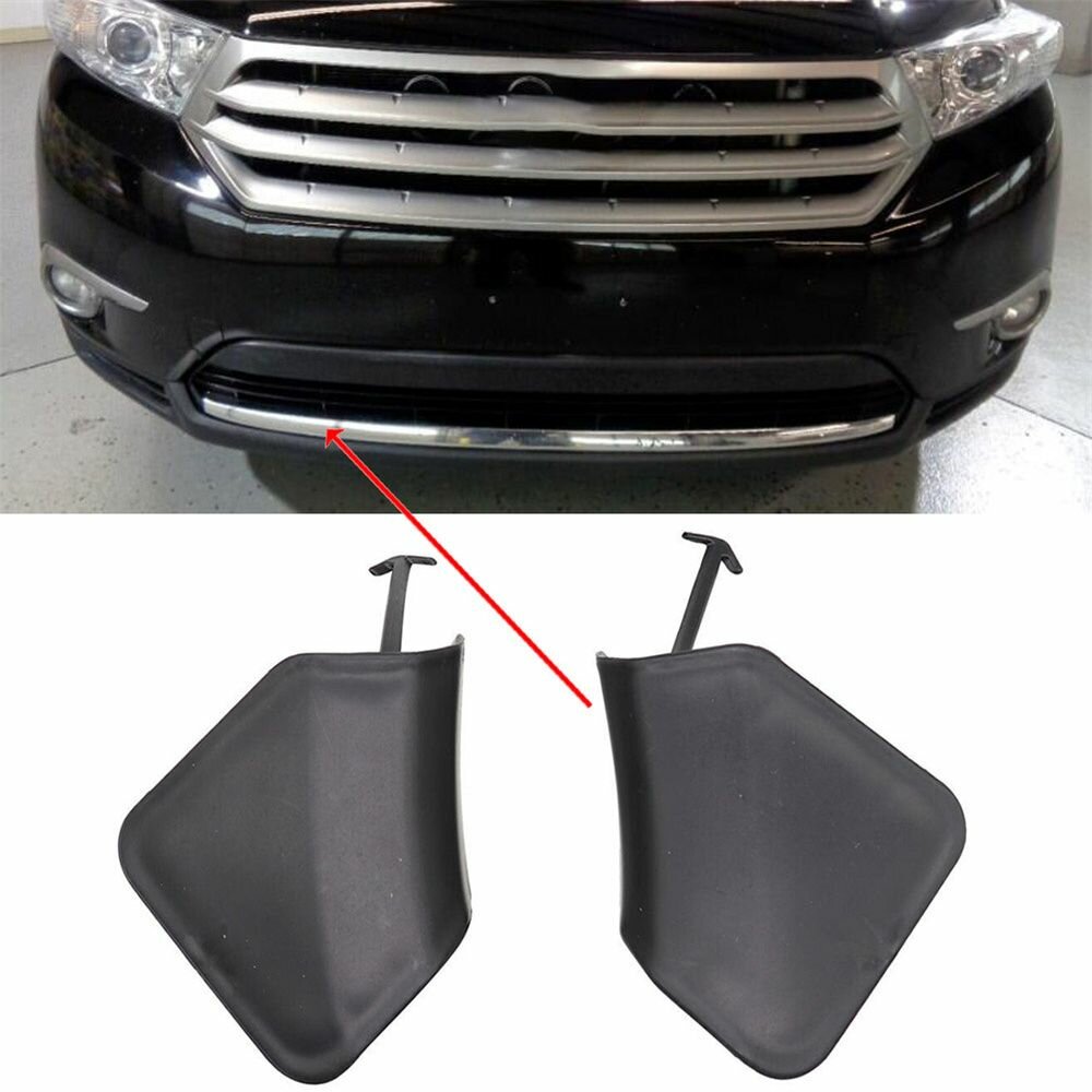Крышки заглушки буксировочного крюка переднего бампера для Toyota Highlander 2011-2013, 2 шт, под покраску (52128-0E070/52127-0E070)