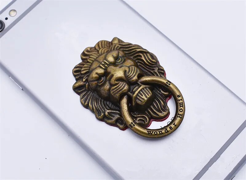 Держатель кольца на палец с головой льва Цельнометаллическая ретро-демпферная ручка кольца 360-градусная подставка для мобильного телефона и смартфона для всех держателей телефона bronze