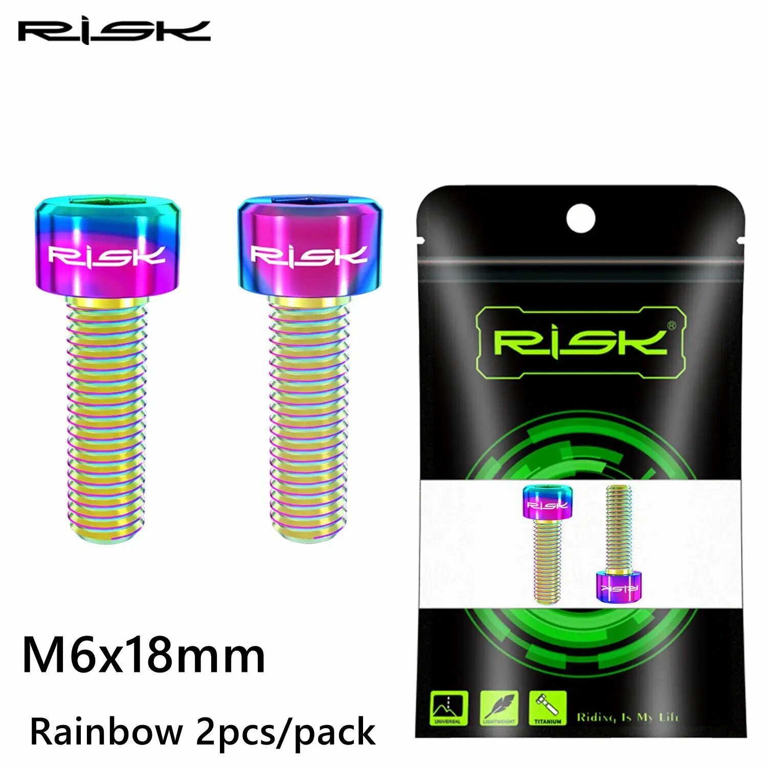 RISK Болты для шатунов M6x18 титановые 2 шт 2PCS Rainbow