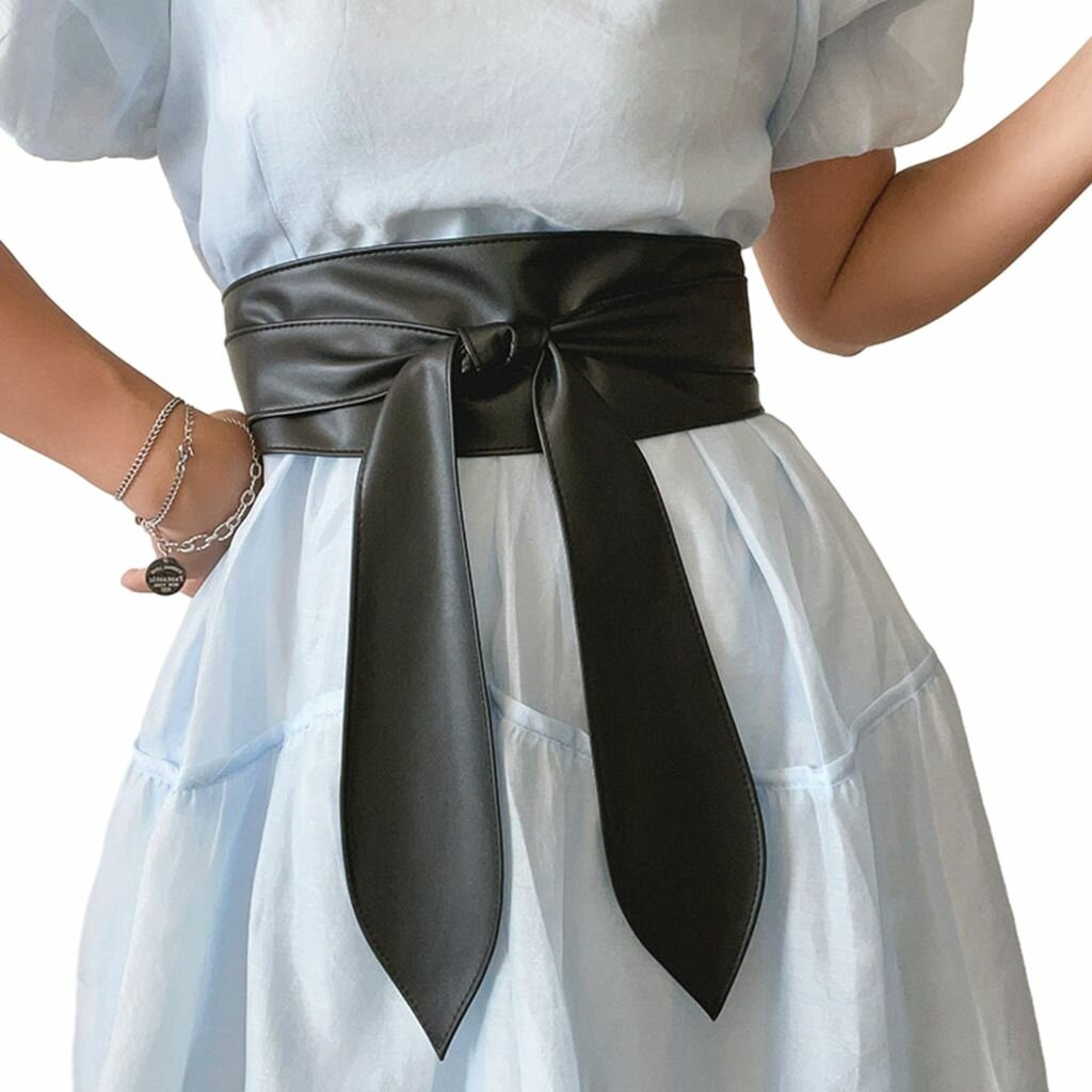 Широкий ПУ-пояс - черный, 1 шт